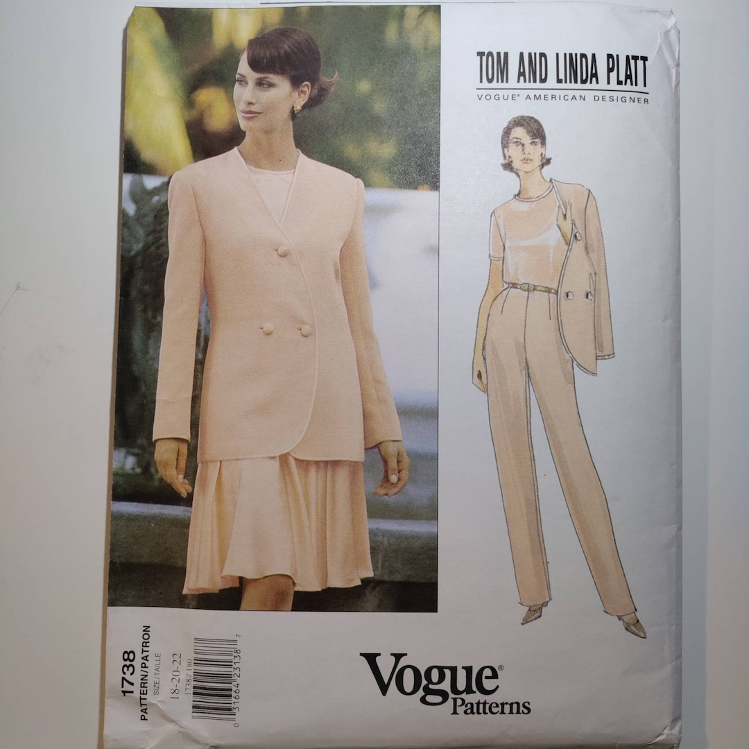 Vogue 1738 Tom and Linda Platt Jacket, Top, Skirt and Pants, Sizes 18 ...