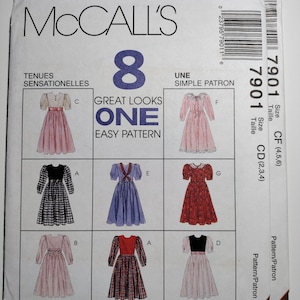 Mccall's 7901 Children's Dress Variations With Skirt Gathered to Empire ...