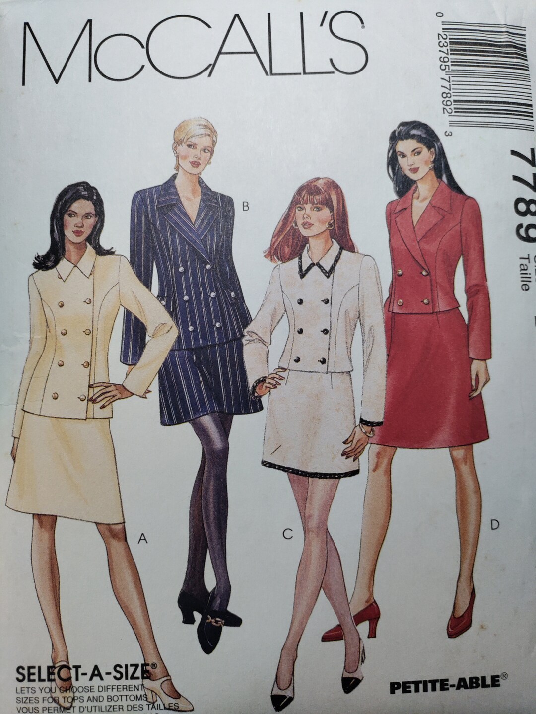 Mccall's 7789 Lined or Unlined Double Breasted Jacket in 2 Lengths and ...