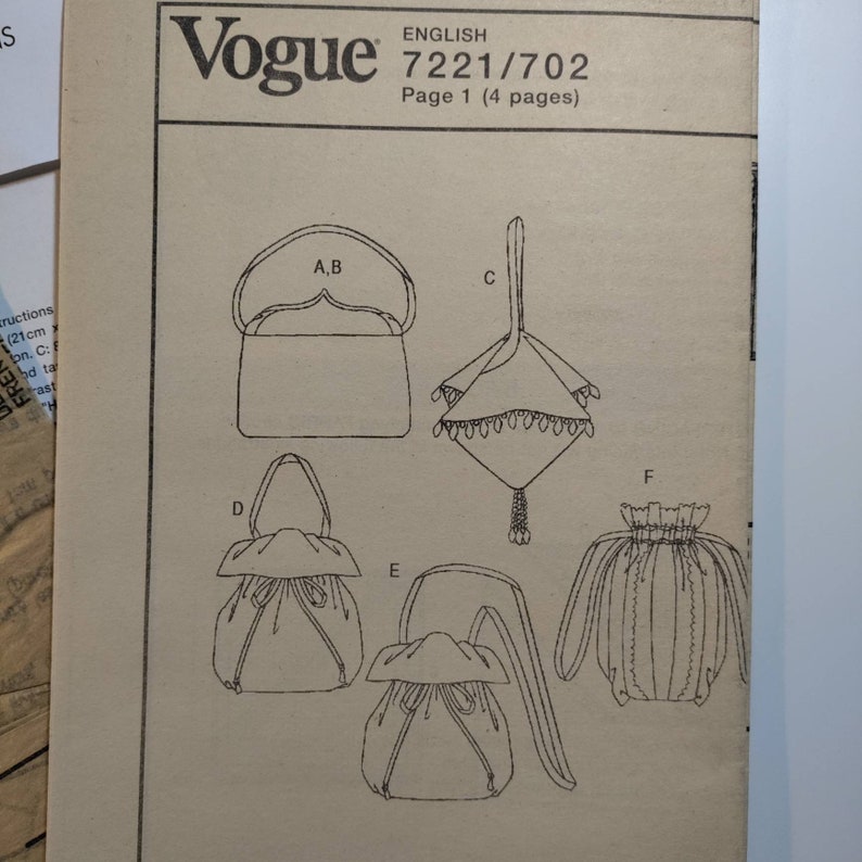 Vogue Craft 7221 Linda Carr Small Bags Pattern Uncut and - Etsy