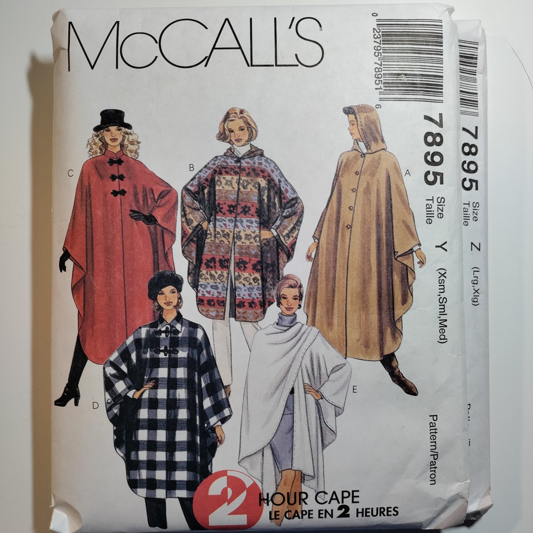 Mccall's 7895 Cape Pattern, Pick Your Size, All Uncut and Factory ...