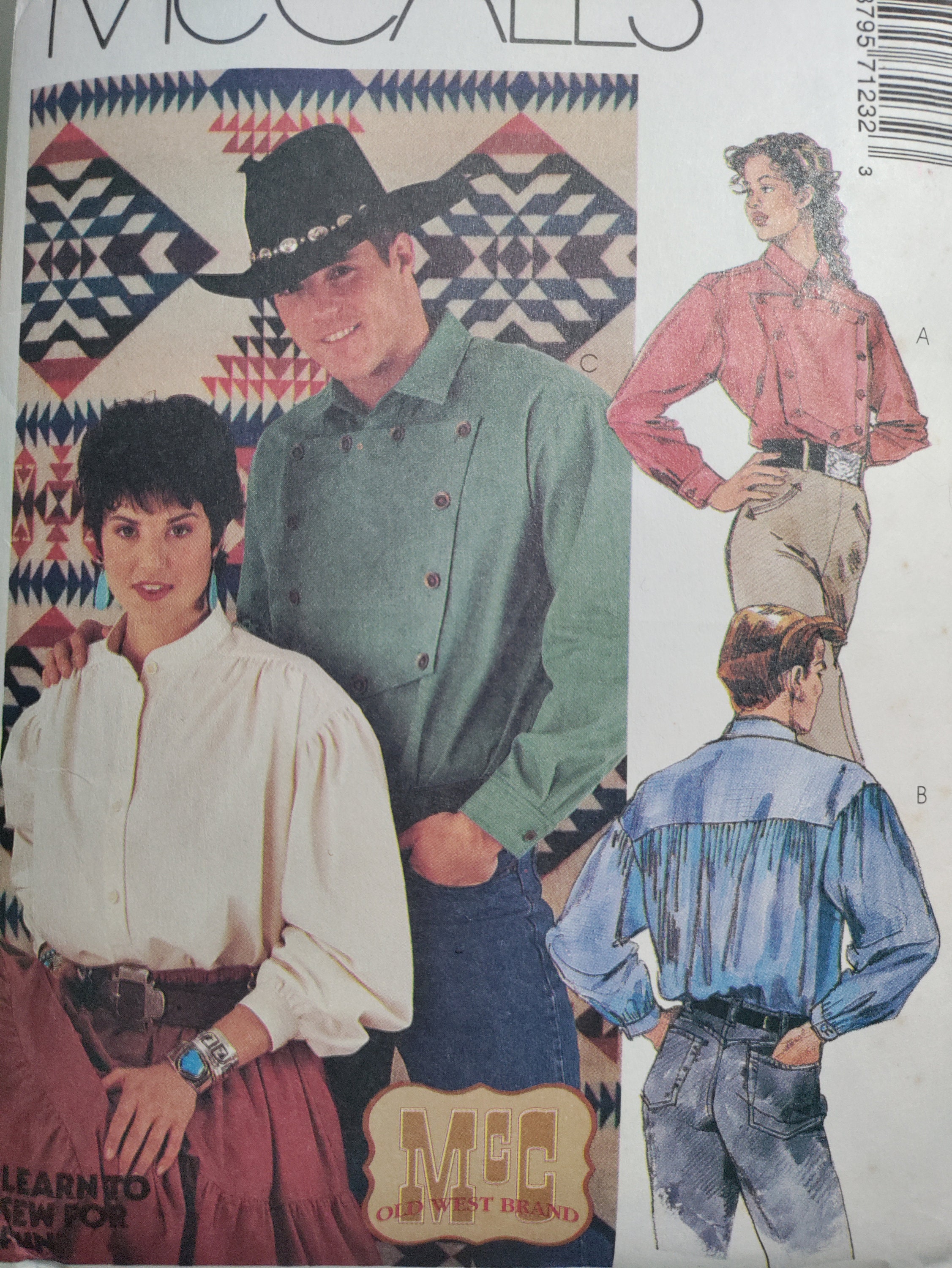 Mccall's 7123 Mcc Old West Brand Men's and Women's Shirt Variations ...