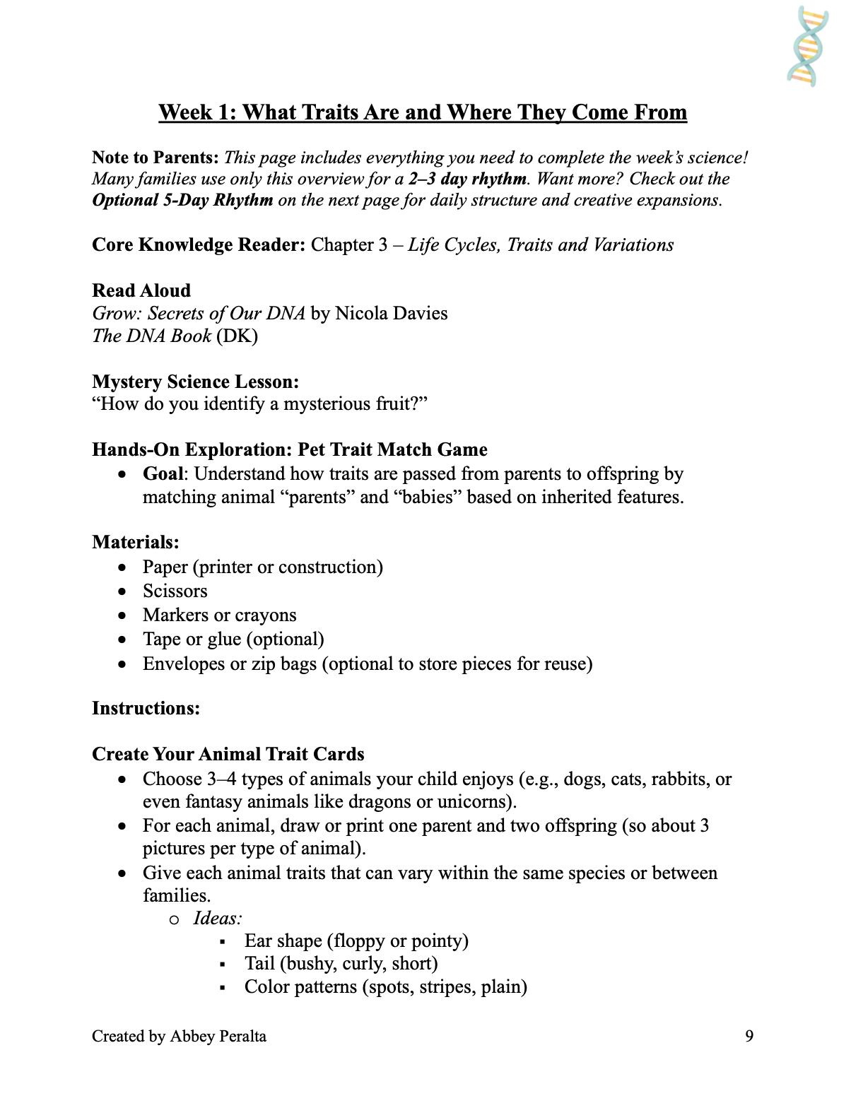 Traits & Inheritance Science Unit | Homeschool Curriculum for Ages 7–10 ...