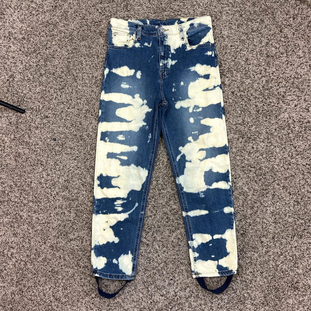 Tie Dye Acid Wash Bleach Dye Stirrup Jeans - ‘girlfriend High Rise ...