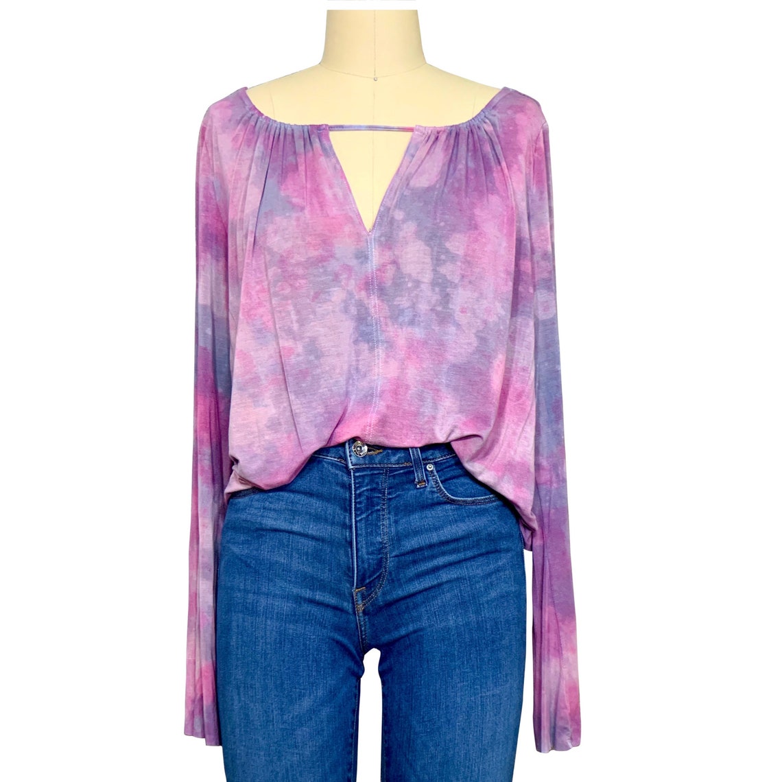 Studio715 AERIE Pastel Goth Cozy Keyhole Top Bleach Tie - Etsy