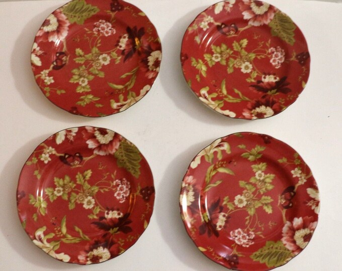 222 FIFTH Bowl fleur Rouge Red Vintage Cereal Bowl Summer Botanical ...