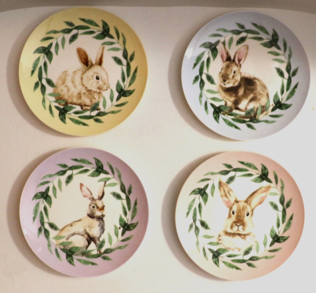 Easter Bunny Rabbit Plates New With Tags Four 7.5" Kirkland Light ...