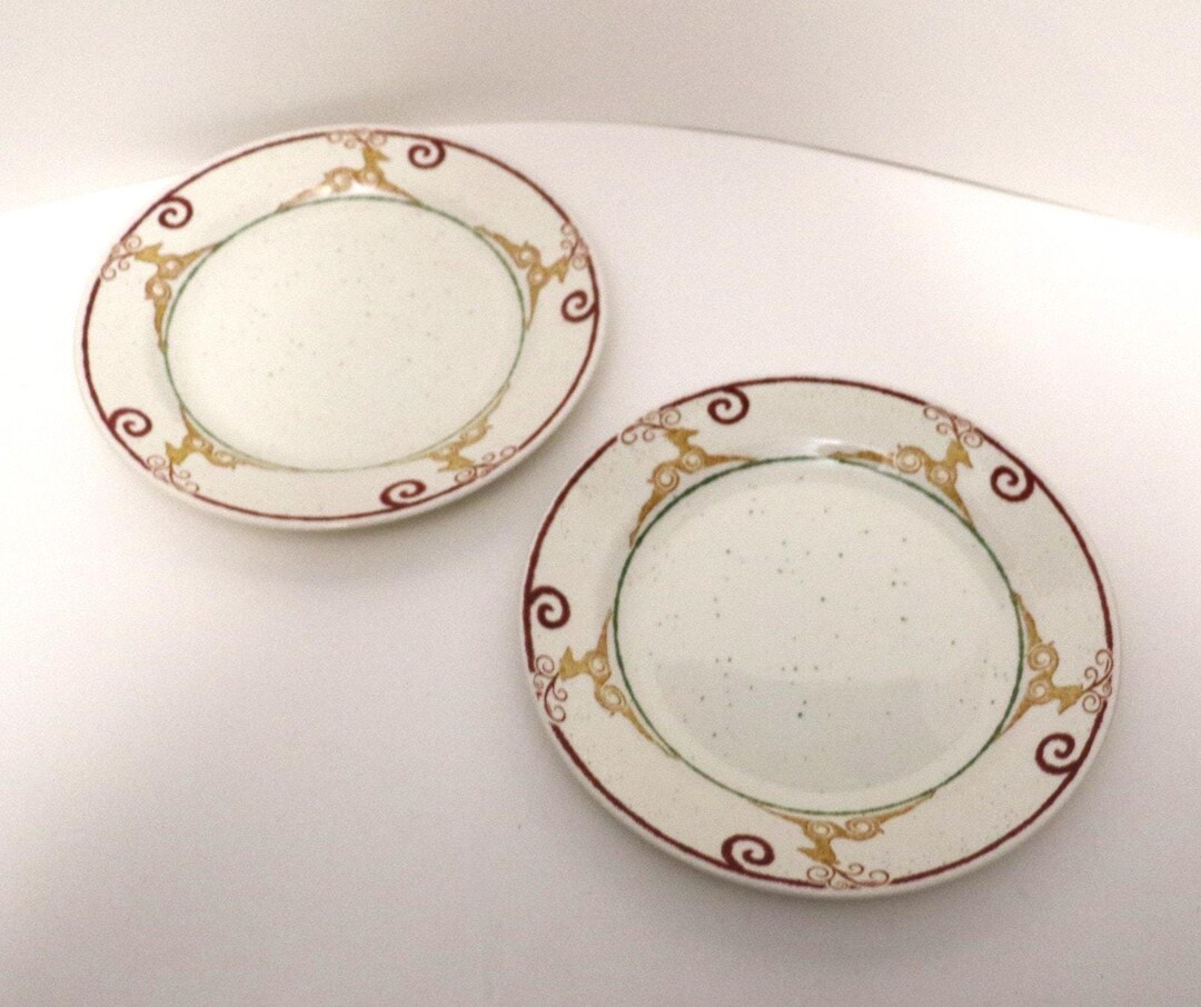Pier 1 Rustic Reindeer Two 10.5 Inch Dinner Plates England Angleterre ...