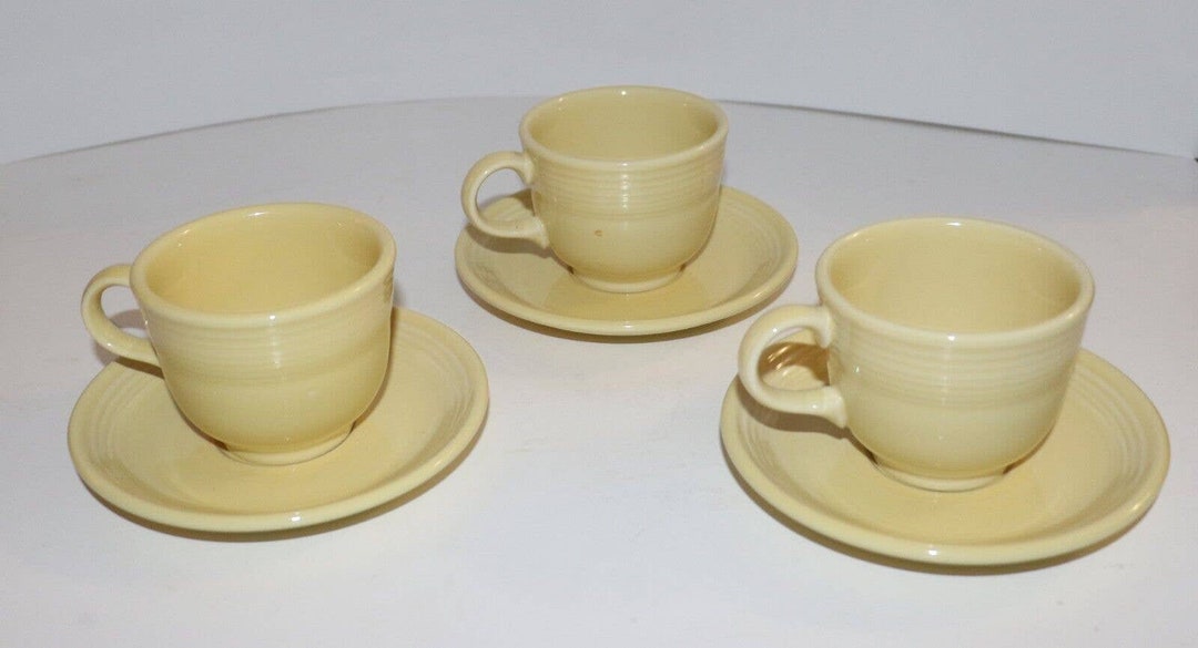 Fiesta Light Yellow - Three Cups & Saucers - Retired. - Etsy