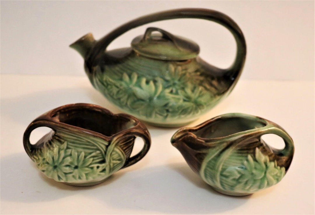 Mccoy Vintage Pottery Tea Set, Green Daisy Pattern, Teapot W/lid ...
