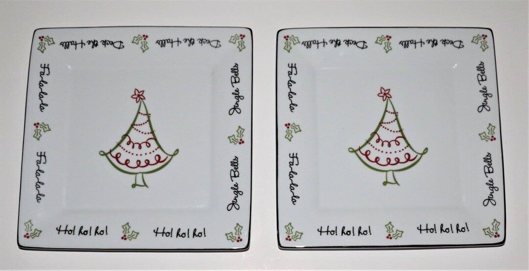 St. Nicholas Square tis the Season Two 10-1/4 Square Dinner Plates ...