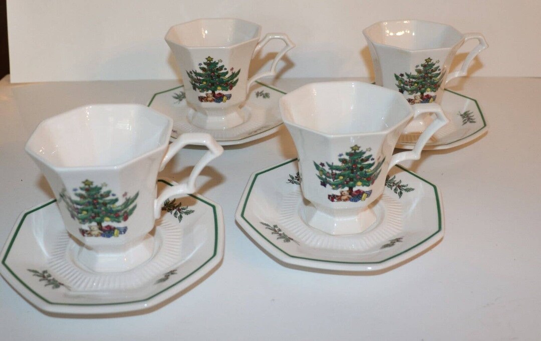 Nikko Christmastime Four (4) Cup (3-5/8” 8 Oz.) and Saucer Sets ...