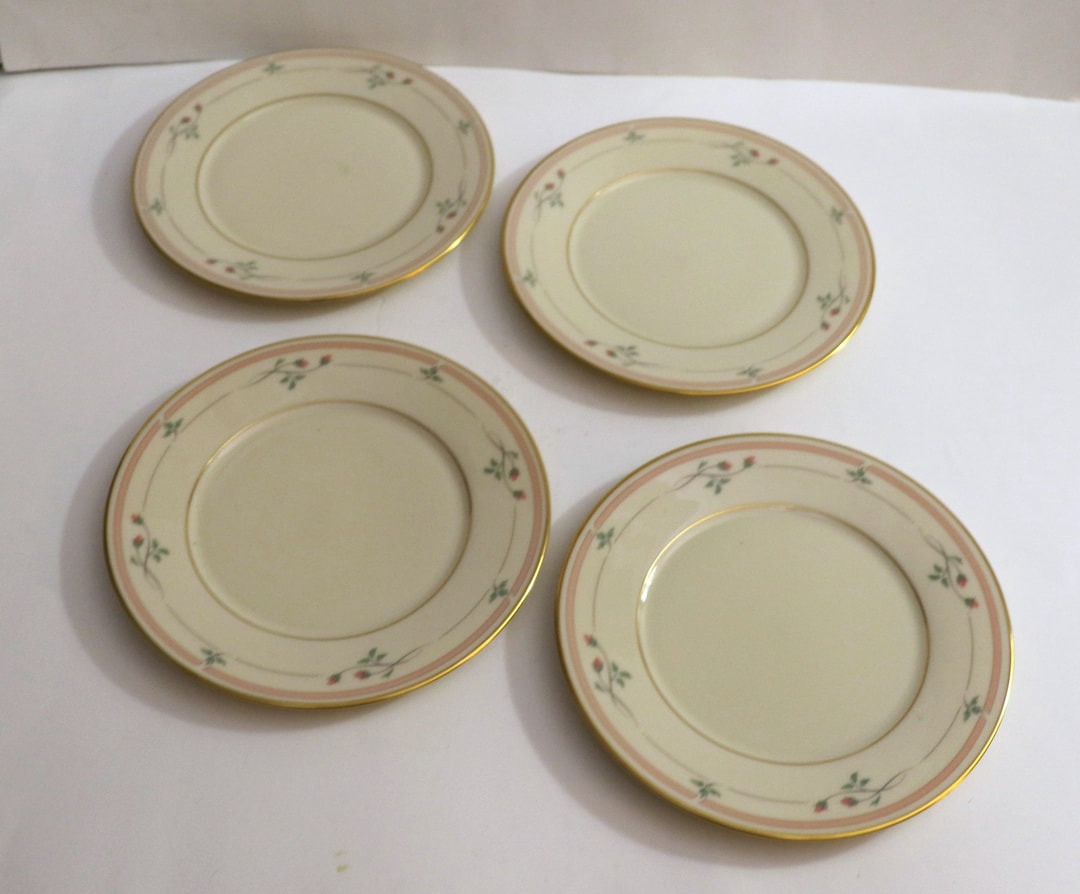 Lenox Rose Manor Four Salad Plates Made in U.S.A. Colors Are Lighter ...