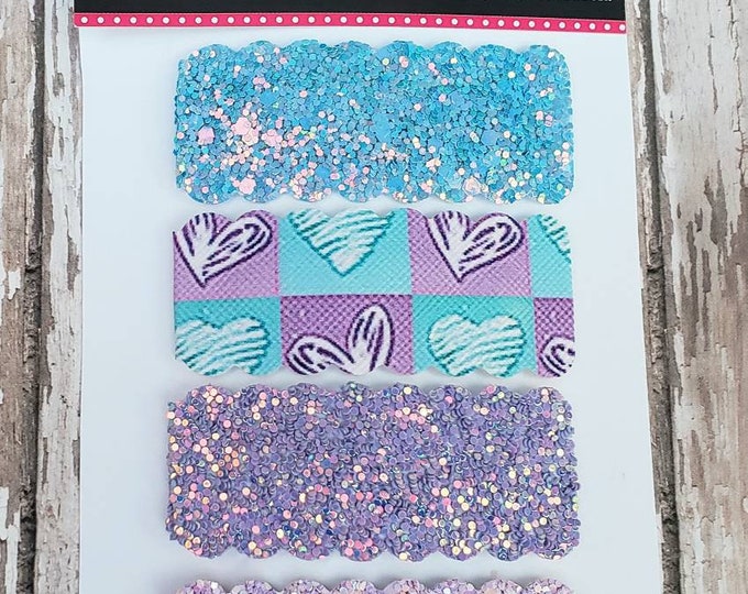Purple and Blue Rectangle Snap Clip Set, Snap Clip Set, Glitter Snap ...
