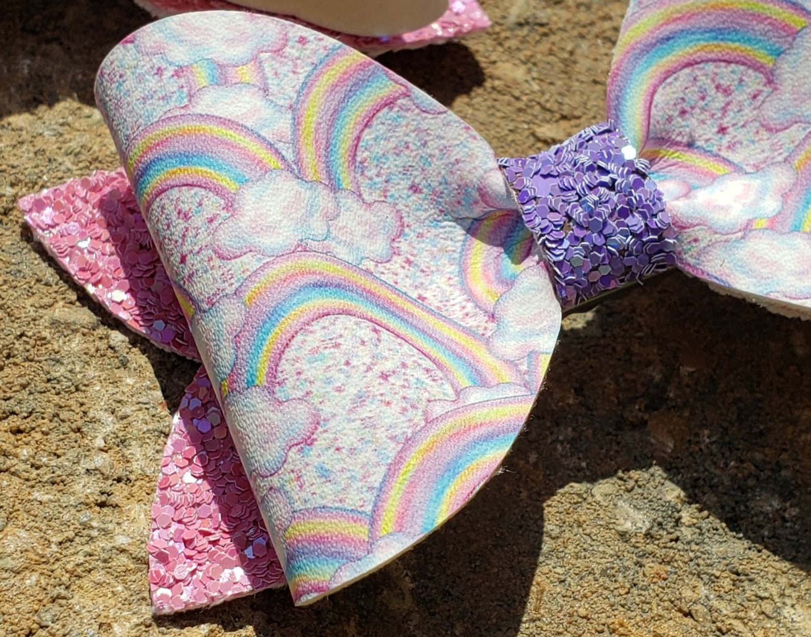Rainbow Pigtail Set Rainbow Pigtail Hairbows Rainbow Hairbow - Etsy