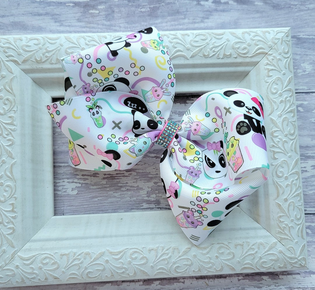 Panda Bubble Tea Bow, Big Hairbow for Girls, Boba Bubbles Hair Clip ...