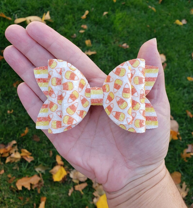 Glitter Candy Corn Hairbow Halloween Hairbow Toddler | Etsy