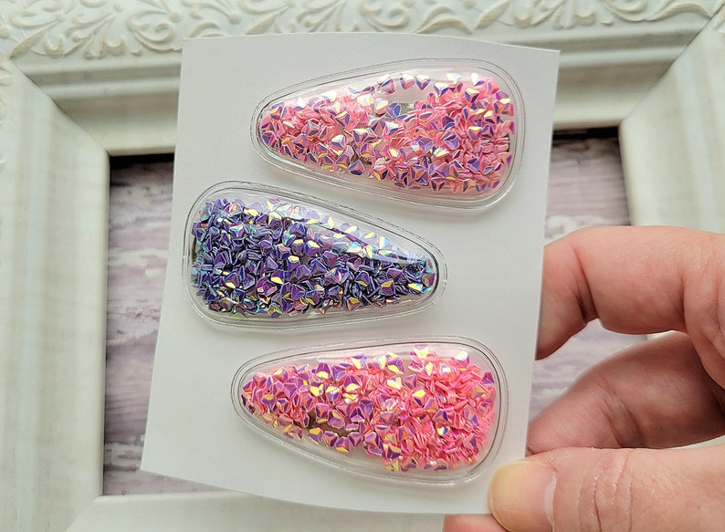 Shaker Snap Clip Set Confetti Shaker Hair Clips Girls - Etsy