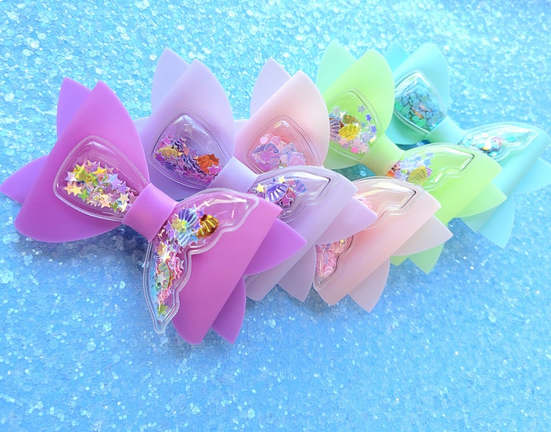 Mermaid Tail Swim Hairbows, Jelly Pool Bows, Waterproof Hair Clips for ...