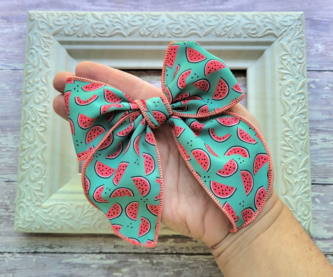 Watermelon Fabric Hairbow, Summer Hair Bow for Girls, Toddler ...