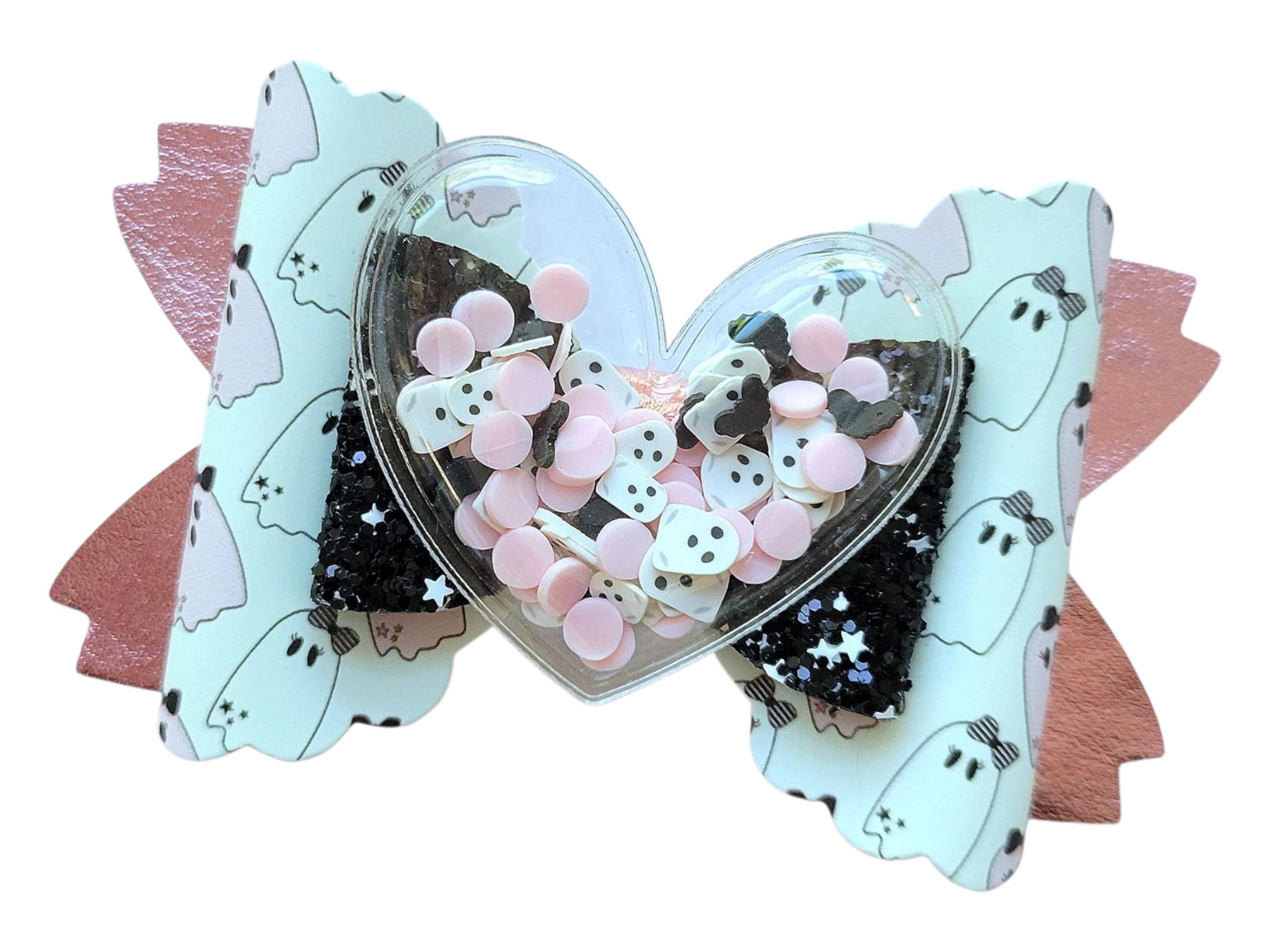 Ghost Shaker Halloween Hairbow, Pink-o-ween Bow for Little Girls, Glow ...