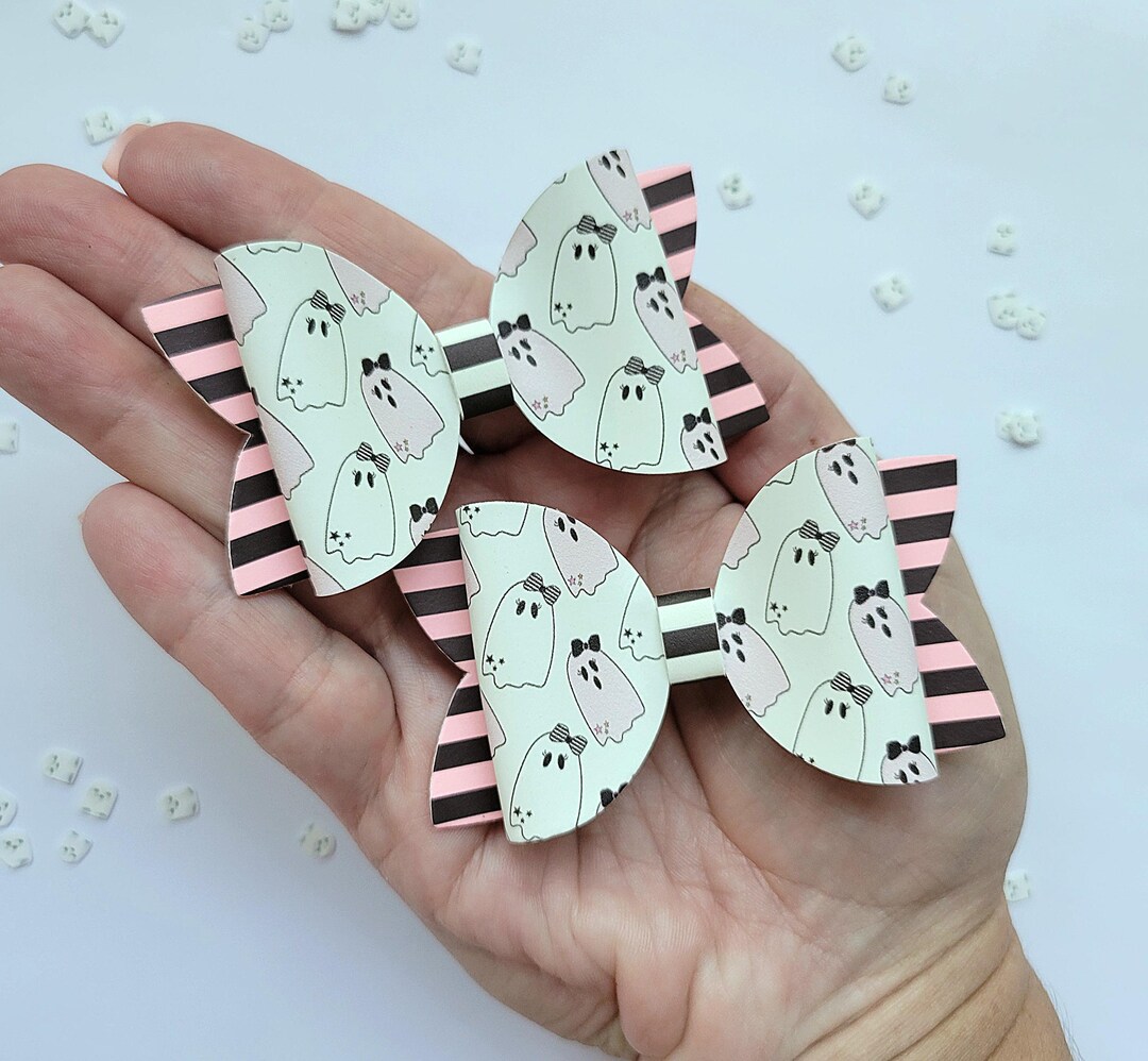 Glow in the Dark Pigtail Bows, Ghost Hairbows for Pigtails, Pink and ...