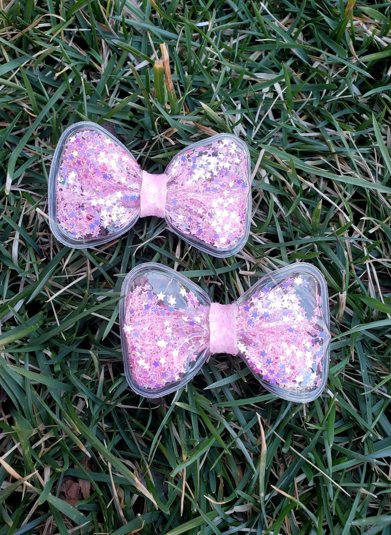 Pink Glitter Shaker Pigtail Setpink Pigtail Bow Setconfetti | Etsy