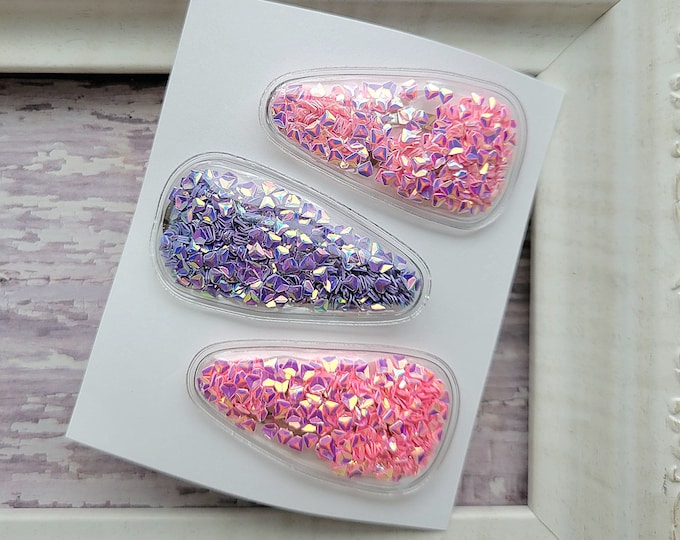 Shaker Snap Clip Set, Confetti Shaker Hair Clips, Girls Birthday Gift ...