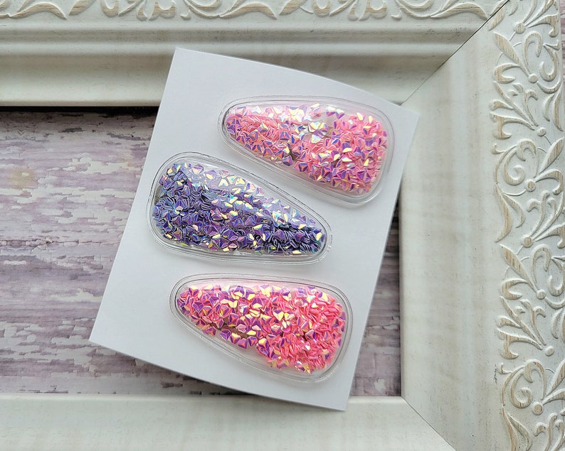 Shaker Snap Clip Set Confetti Shaker Hair Clips Girls - Etsy