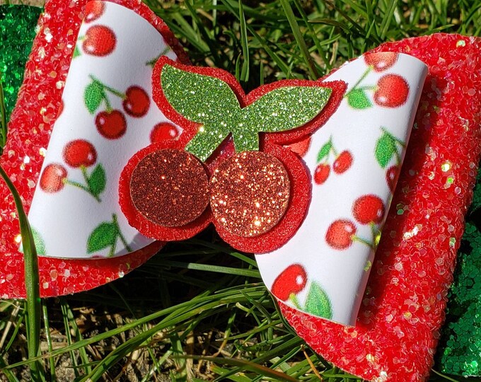 Cherry Hairbow, Cherries Hairbow, Cherry Bow, Cherries Bow, Chunky ...