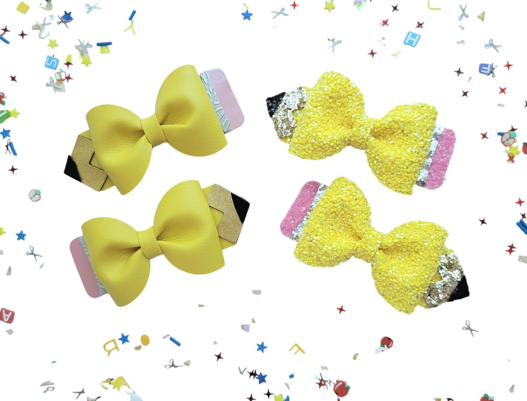 Pencil Pigtail Bows, School Hair Clips for Little Girls, Pencil Hair ...