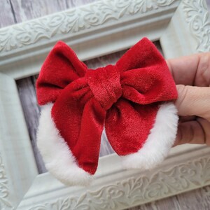 Red Velvet Santa Hair Bow, Small Red Velvet Bow, Red Christmas Hair ...