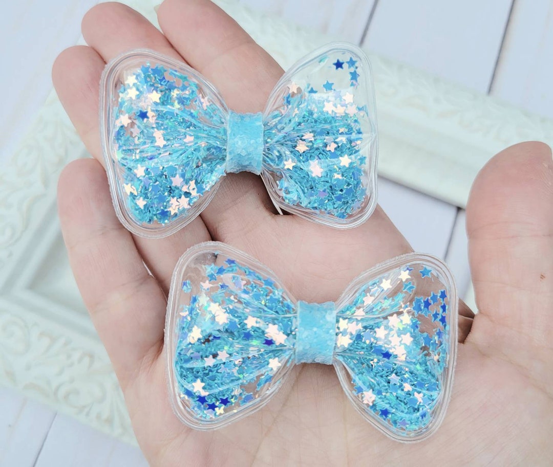Light Blue Pigtail Shaker Bows,confetti Shaker Hair Bows,blue Pigtail ...