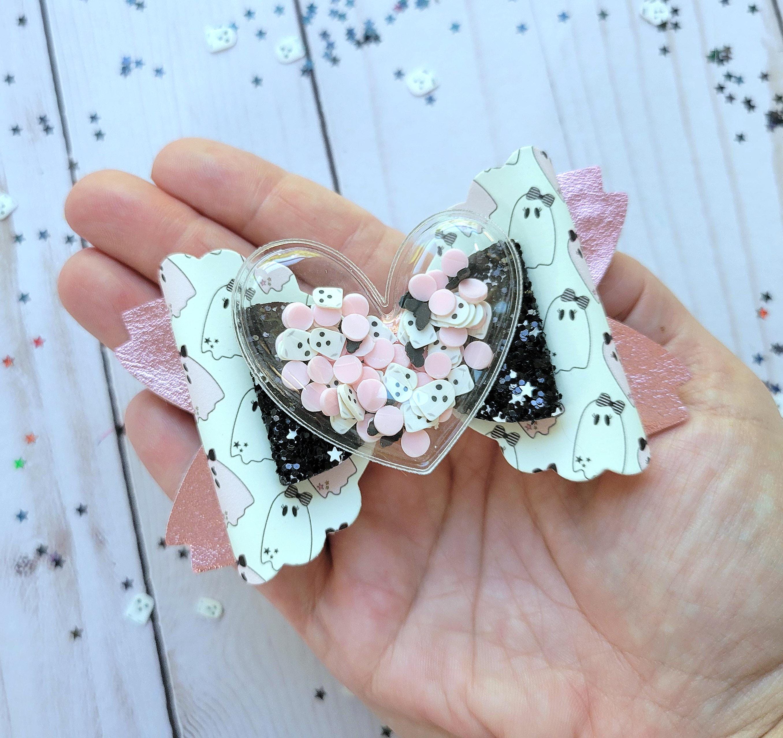 Ghost Shaker Halloween Hairbow, Pink-o-ween Bow for Little Girls, Glow ...