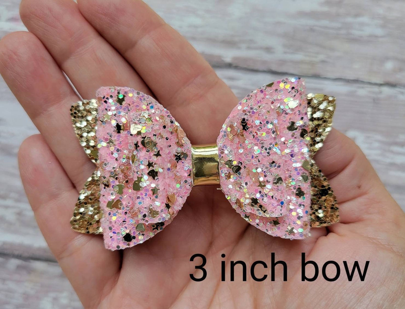 Pink and Gold Hairbow Pink Glitter Hair Bow Gold Glitter - Etsy