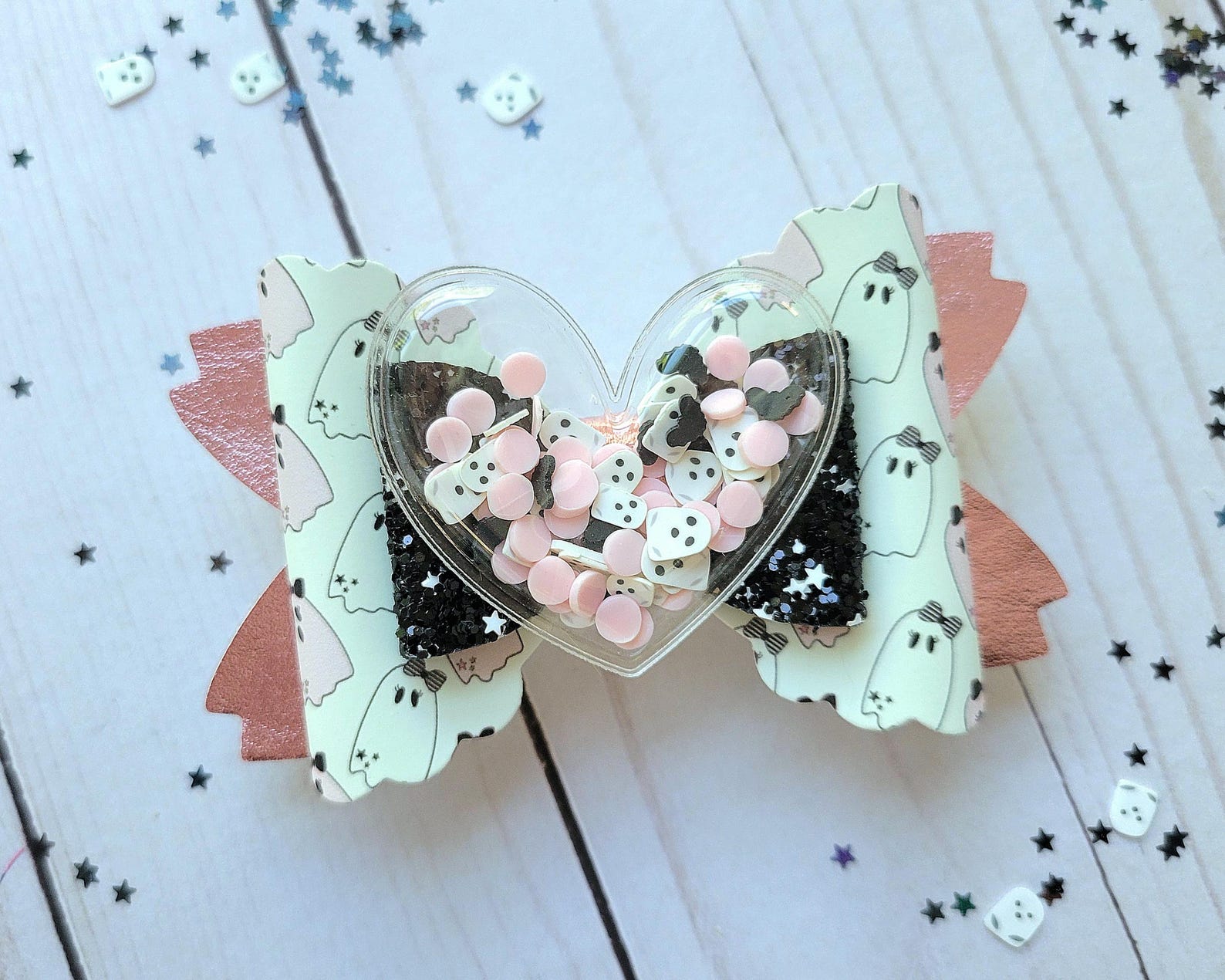 Ghost Shaker Halloween Hairbow, Pink-o-ween Bow for Little Girls, Glow ...