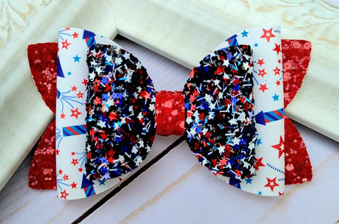4 Inch Fourth of July Hairbow,sparkly Hairbow,fireworks Hairbow,4th of ...