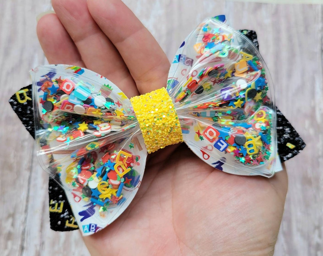 Back to School Hairbow, Shaker Bow, Confetti Shaker Hairbow, School ...