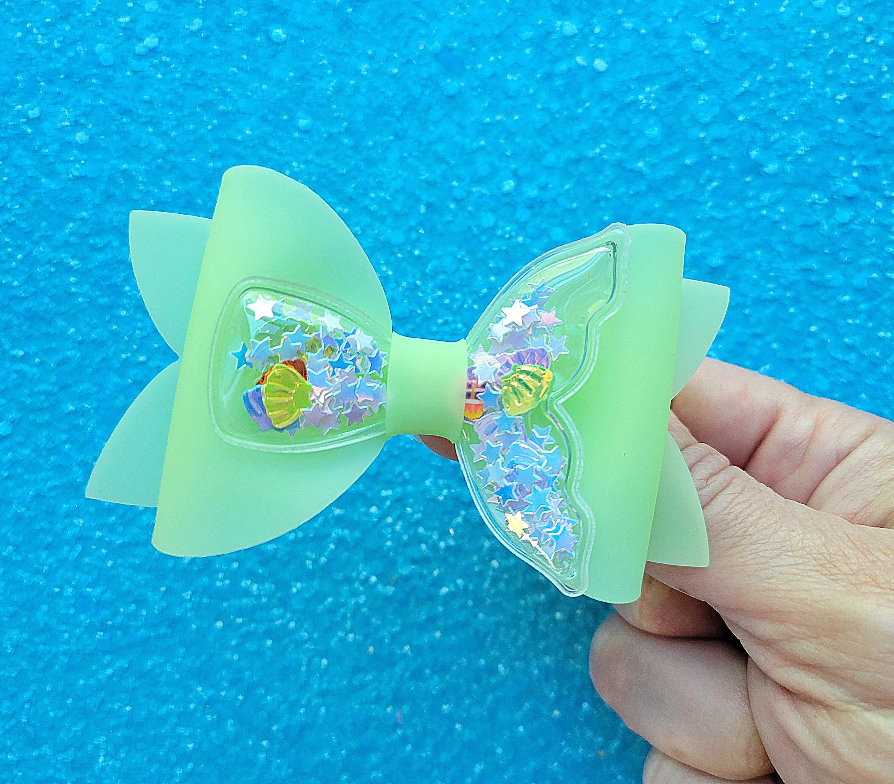 Mermaid Tail Swim Hairbows, Jelly Pool Bows, Waterproof Hair Clips for ...