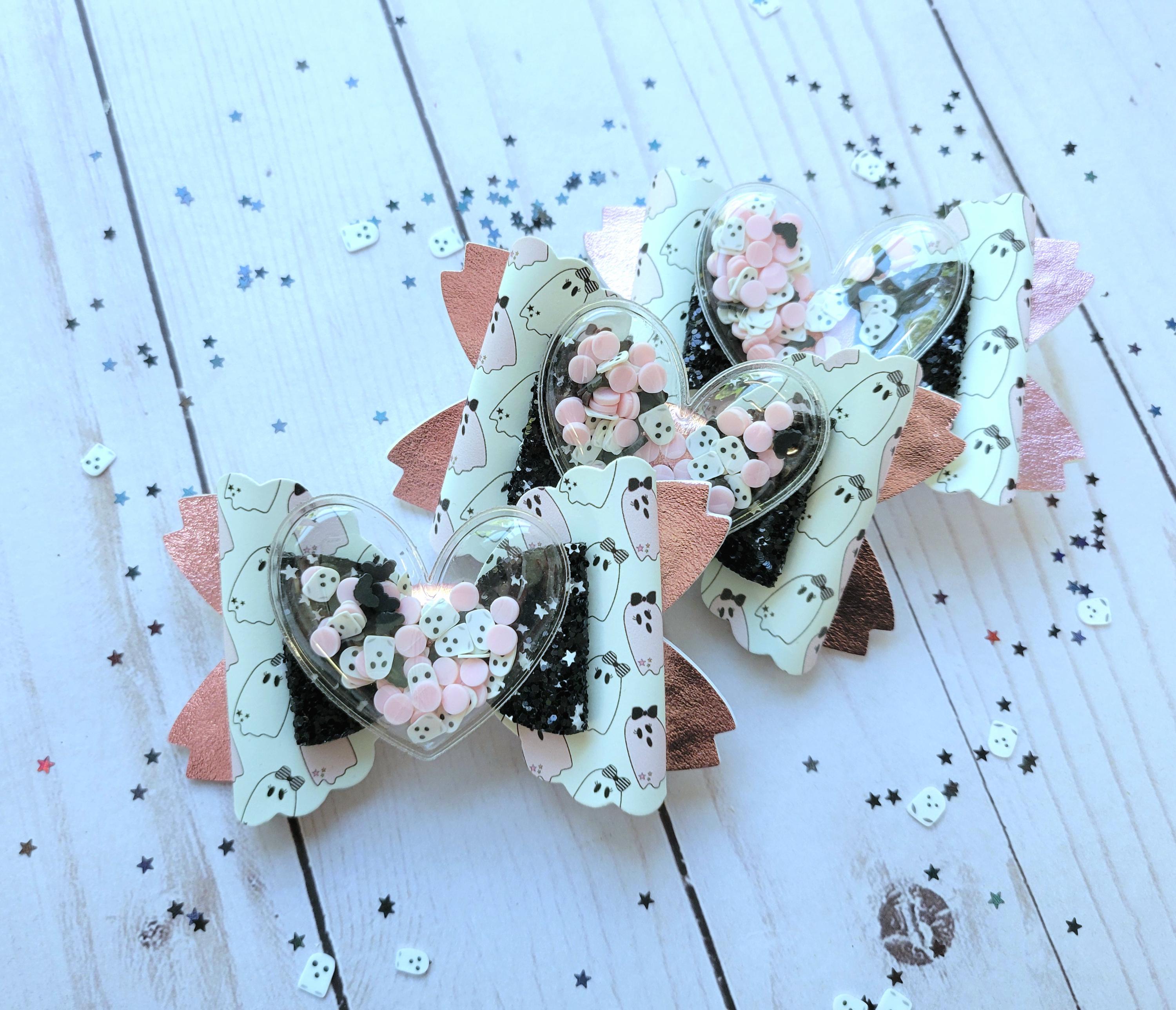 Ghost Shaker Halloween Hairbow, Pink-o-ween Bow for Little Girls, Glow ...