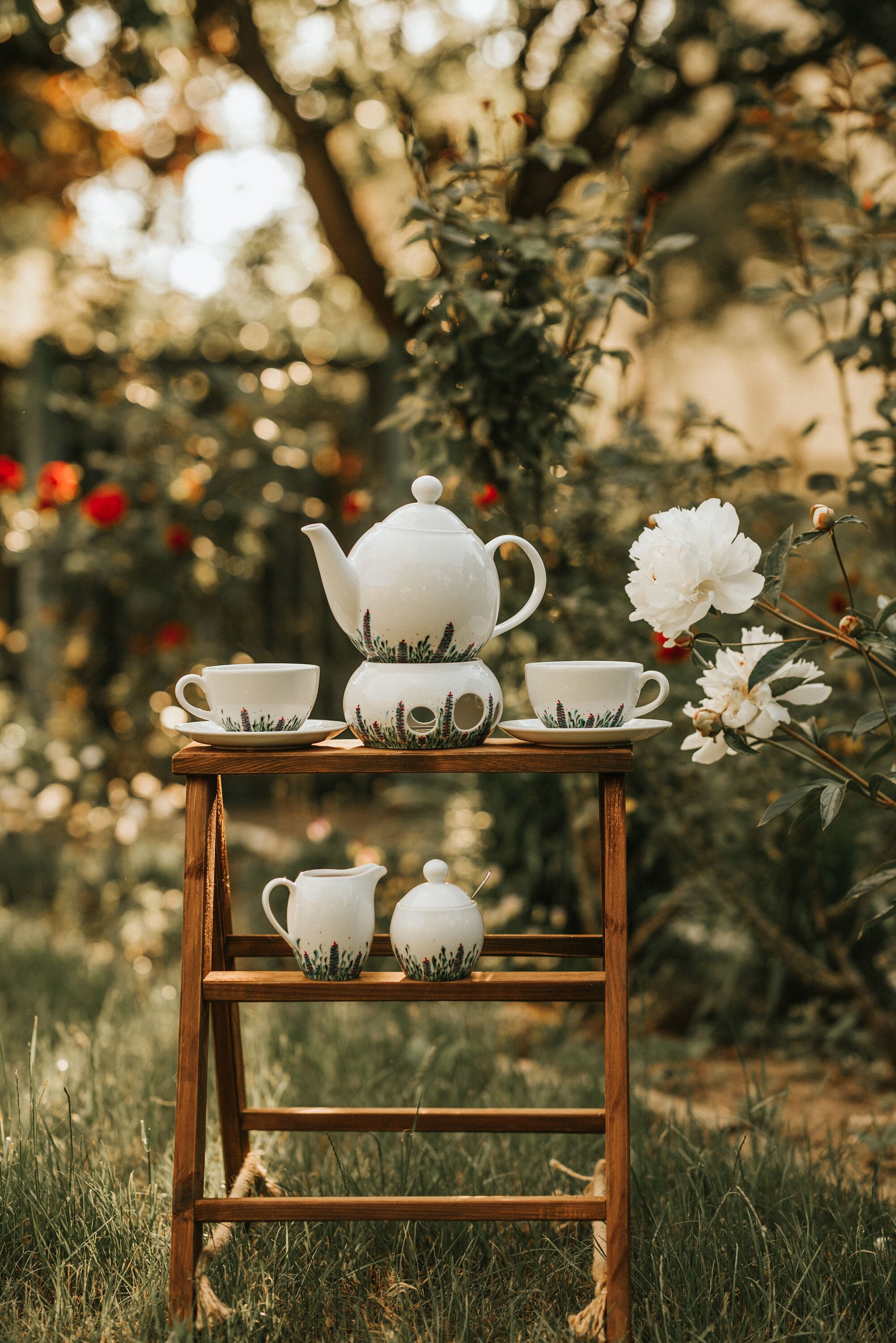 Custom porcelain tea set: two tea cups sugar-bowl milk jug | Etsy