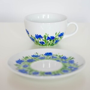 Blue Cornflowers Large Tea Cup, Botanical Colletion Coffee Pottery With ...