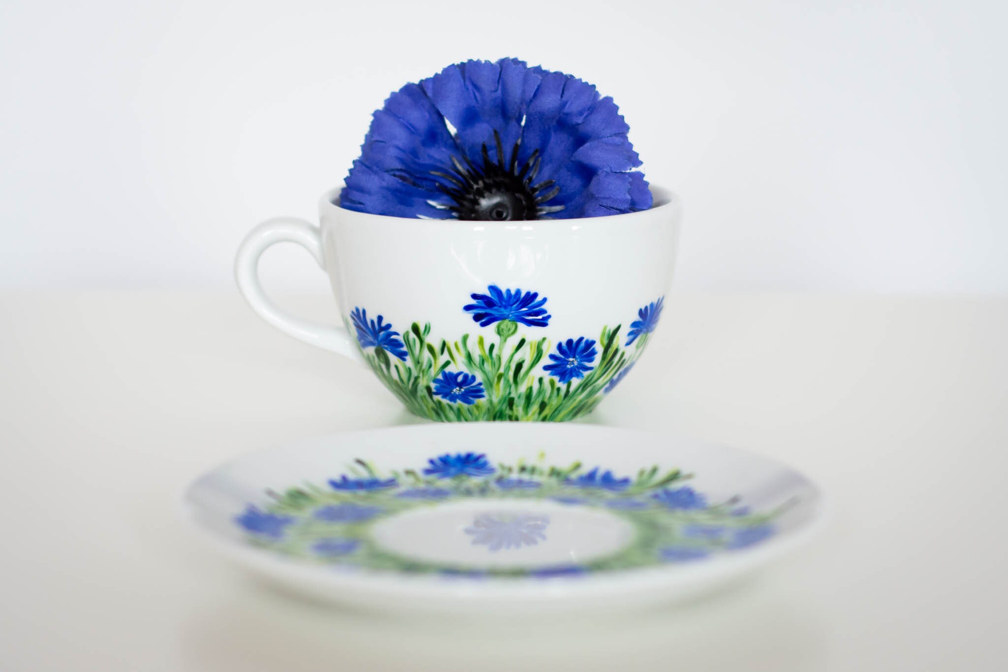 Blue Cornflowers Large Tea Cup Botanical Colletion Coffee - Etsy