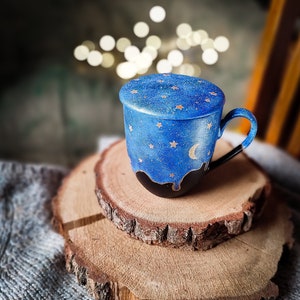 Galaxy Mug, Starry Night Cofee Mug, Handmade Pottery Moon Cups, Gold ...