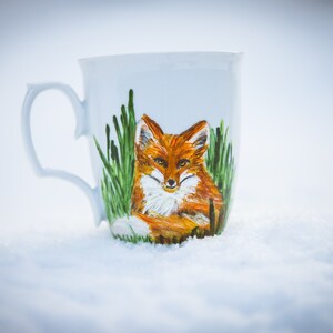 Animal Cute Fox Fall Mug, Custom Mug Hand Painted Ceramic Art Inspired ...