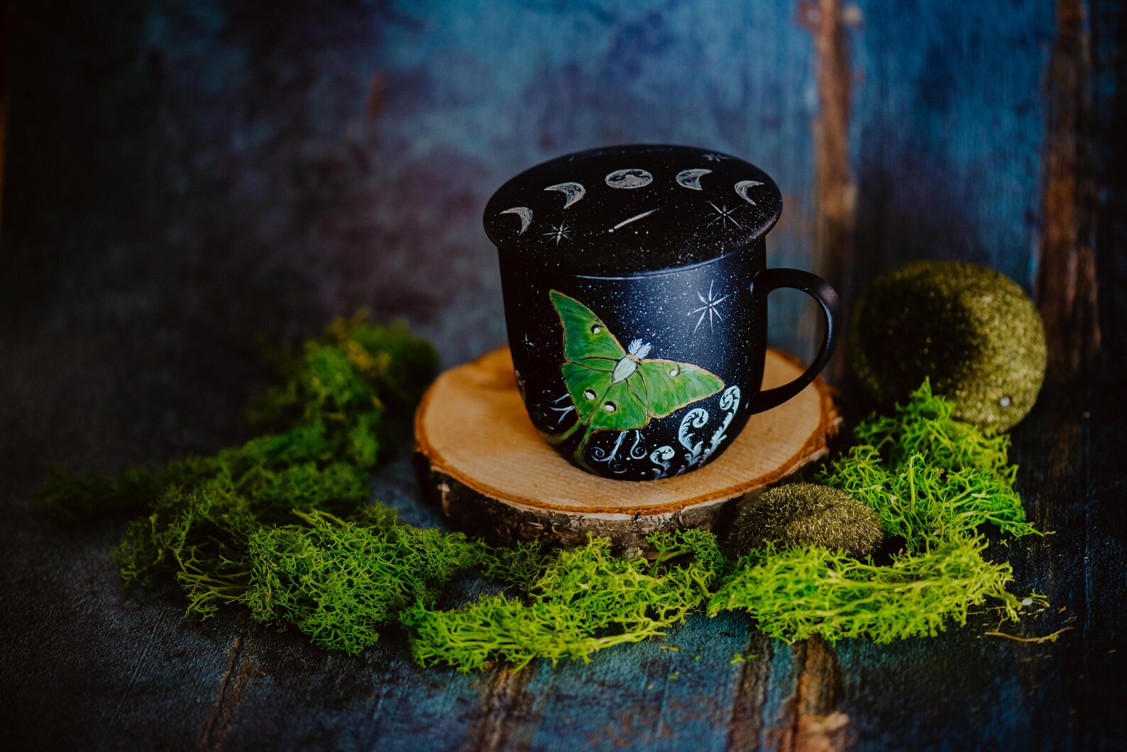 Luna Moth Mug With Lid for Herbal Tea Witchy Mug Fairy Wings - Etsy