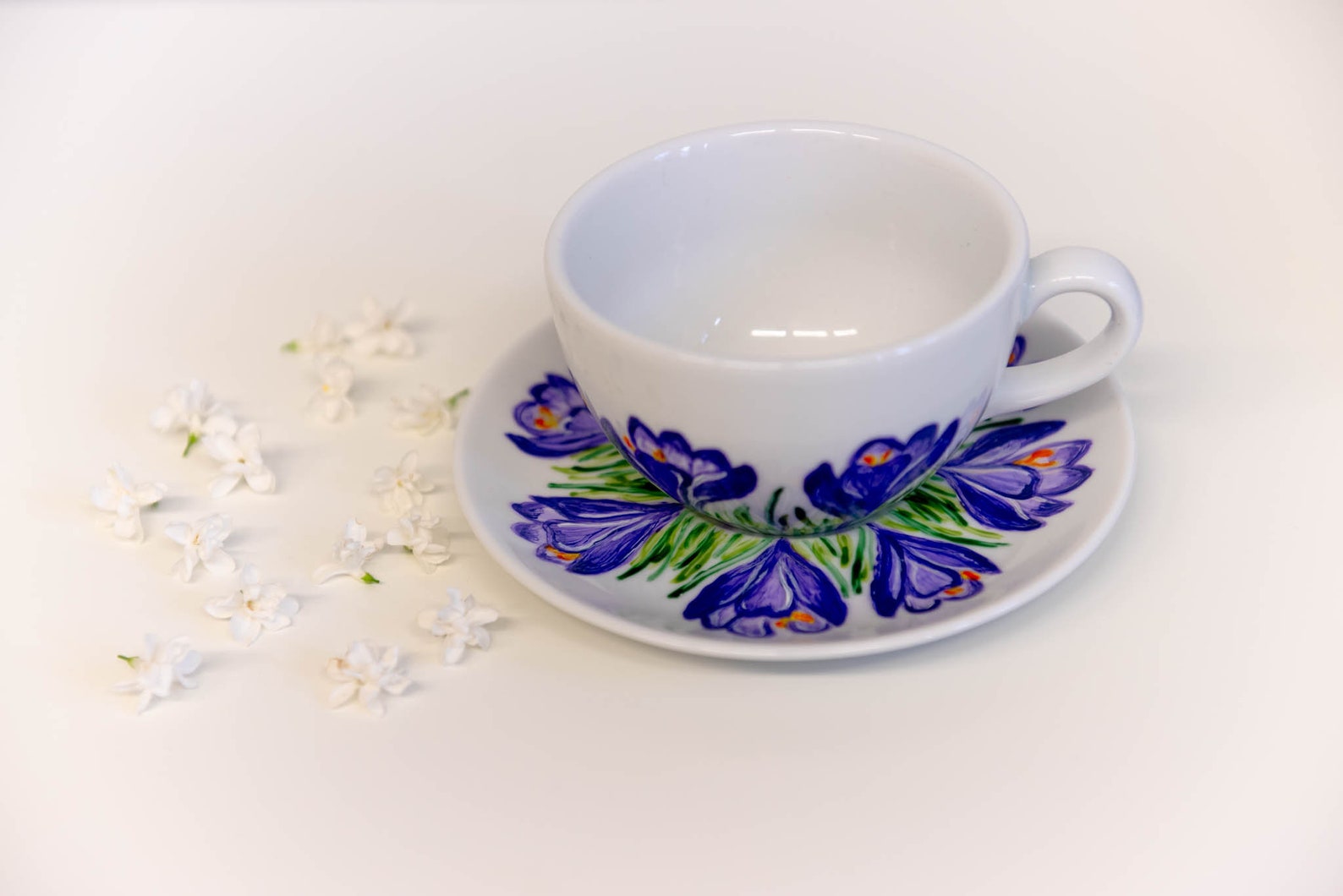 Botanical Tea Cups Floral Crocus Coffee Mug With Saucer - Etsy