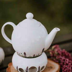 Porcelain Tea Set: Teapot and Tea Cups, Botanical Floral Collection ...