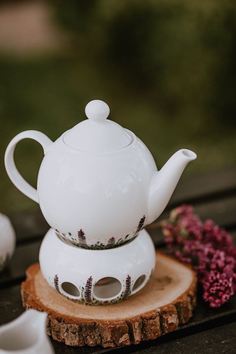 Porcelain tea set: teapot and tea cups botanical floral | Etsy
