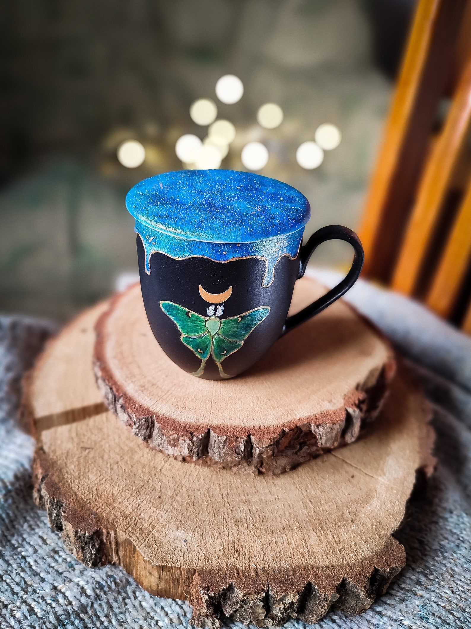 Luna Moth Mug With Lid and Infuser for Loose Leaf Tea Magic - Etsy